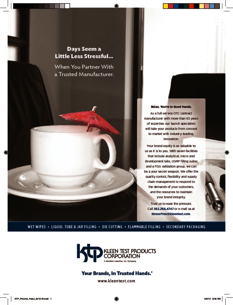Full-Page Ad: Less Stressful Days - Kleen Test Products Corporation