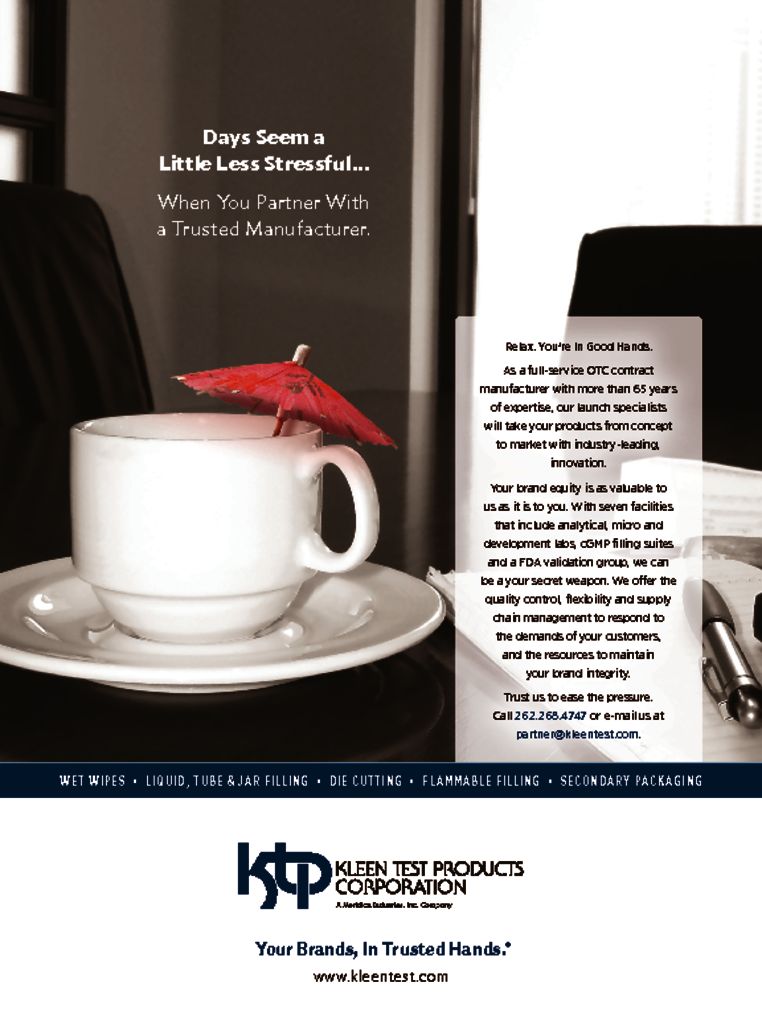 Full-Page Ad: Less Stressful Days - Kleen Test Products Corporation